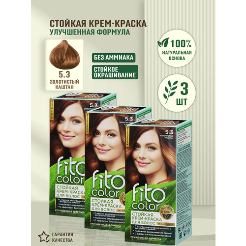 Стойкая крем-краска для волос без аммиака FitoColor Fito косметик, 5.3 Золотистый каштан, 115 мл (в наборе 3 шт)