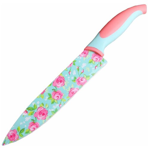 Набор ножей Шеф-нож Доляна 28029 RU, лезвие: 20 см, цветочки
