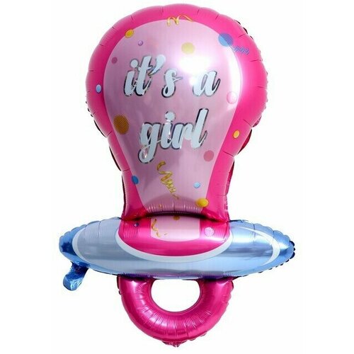 Воздушный шарик, фольгированный 38" "Соска-пустышка для девочки", цвет розовый