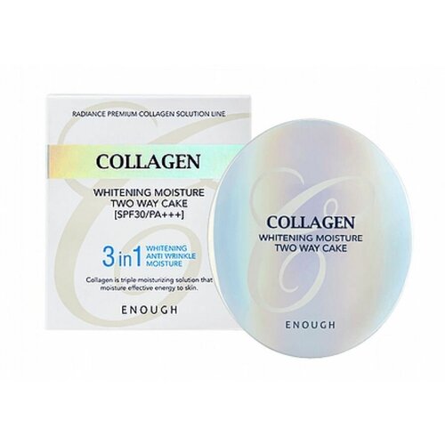 Enough Пудра для светлой кожи со сменным блоком / Collagen Whitening Moisture Two Way Cake SPF30 PA+++, 13 мл*2