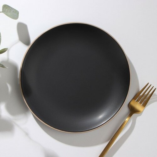 Тарелка керамическая десертная Доляна «Ваниль», d=19,5 см, цвет чёрный