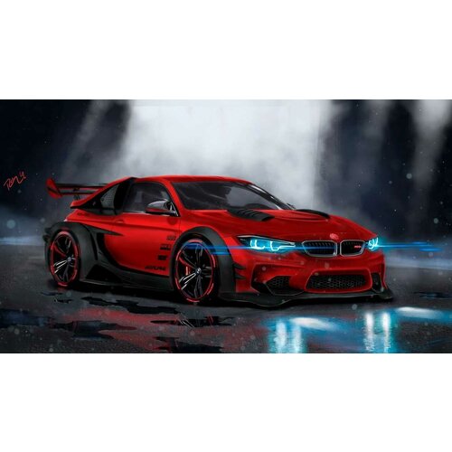 Картина на холсте 60x110 Альянс Лес "BMW M4 Custom CGI" на подрамнике / интерьер/ декор