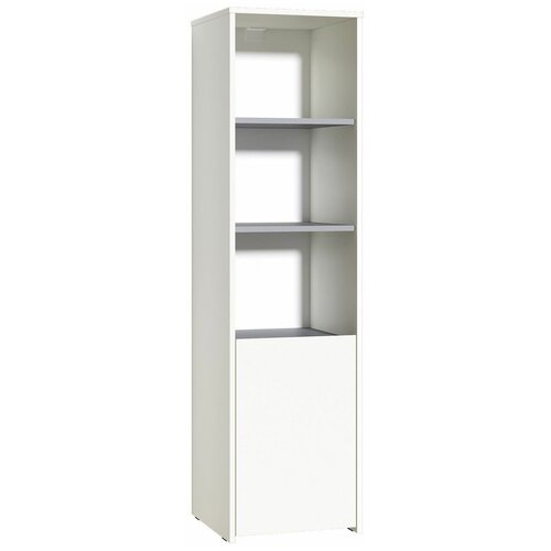 Шкаф комбинированный Торонто 13.13, цвет белый шагрень/стальной серый, ШхГхВ 40х40,3х149,7 см, универсальная сборка