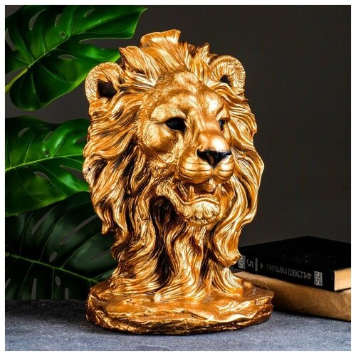 Хорошие сувениры Копилка "Голова льва малая" бронза, 16х25х38см