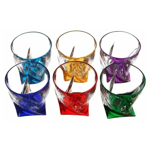 Набор стаканов Crystalite Bohemia Quadro tumbler 2K936/340, 340 мл, 6 шт., прозрачный/разноцветный