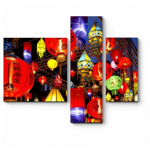 Модульная картина Волшебный свет китайских фонариков, Гонконг 130x107
