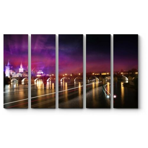 Модульная картина Карлов мост прекрасной ночью, Прага 170x102