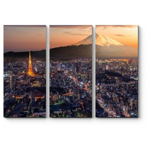 Модульная картина Ночной Токио 100x72