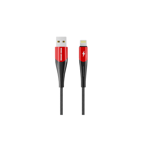 Дата-кабель Smart USB 2.4A для Lightning 8-pin More choice K41Si New нейлон 1м Red Black