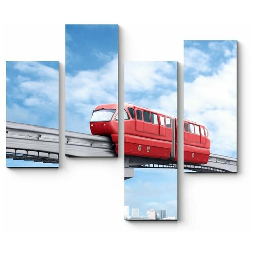 Модульная картина Красный монорельсовый поезд124x116