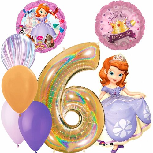 София прекрасная принцесса, набор воздушных шаров "6 лет"