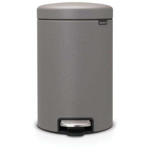Бак Brabantia NewIcon с пластиковым ведром и металлической педалью, 12 л mineral concrete grey 1.99 кг 41.1 см 25.1 см 33.8 см 12 л круглая 25.1 см