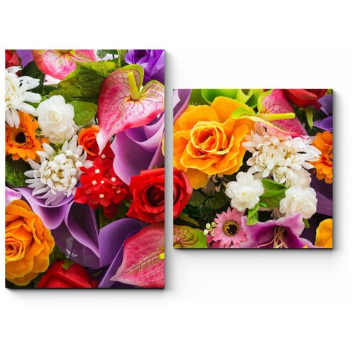 Модульная картина Буйство цветочных красок 90x68
