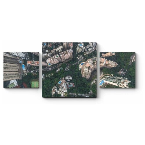Модульная картина Гонконг с высоты птичьего полета190x81