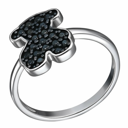 Перстень UVI, серебро, 925 проба, родирование, шпинель, размер 18, серебряный, черный