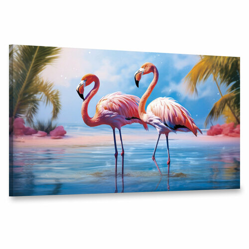 Интерьерная картина 100х60 "Тропический танец фламинго"
