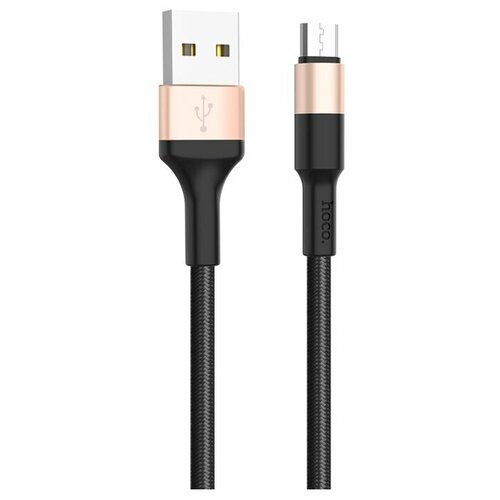 Кабель HOCO X26 Xpress charging data cable for Micro USB 1M, 2.4А, black＆gold