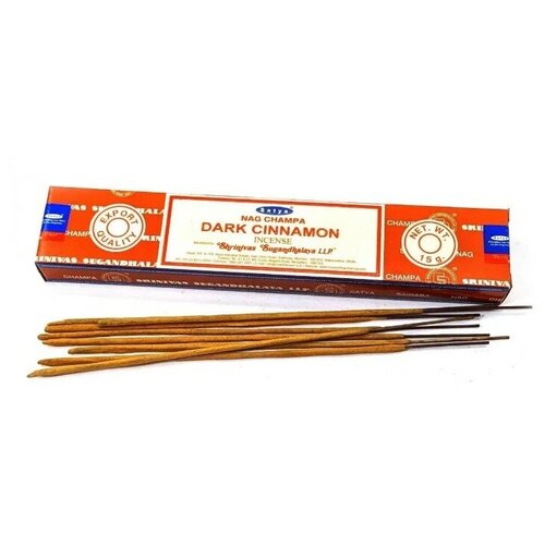 Благовония Satya nag champa Dark Cinnamon (Темная Корица) 15г, 12 палочек