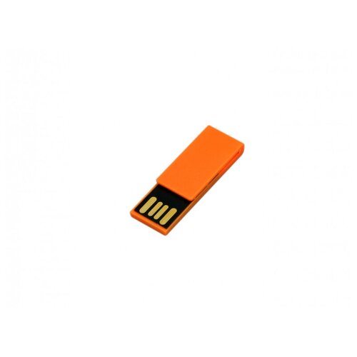 Пластиковая флешка зажим скрепка для нанесения логотипа (32 GB USB 2.0 Оранжевый/Orange p_clip01 Flash drive модель 201 W)