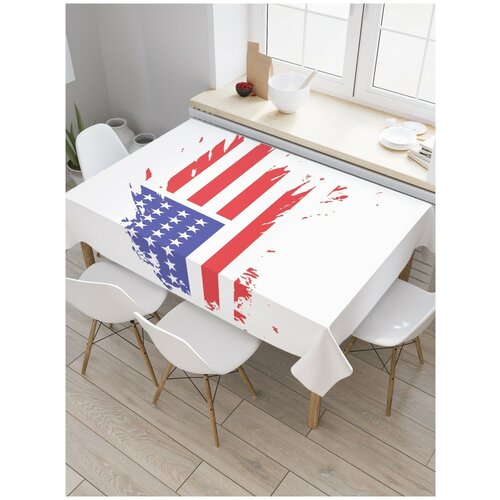 Скатерть прямоугольная JoyArty на кухонный стол "Американский флаг гранж" из оксфорда, 120x145 см