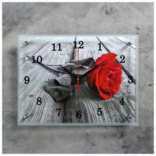 Часы настенные, серия: Цветы, "Красная роза", 30х40 см