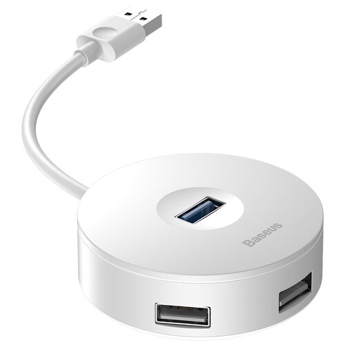 USB-концентратор  Baseus round box USB HUB (CAHUB-F), разъемов: 4, белый