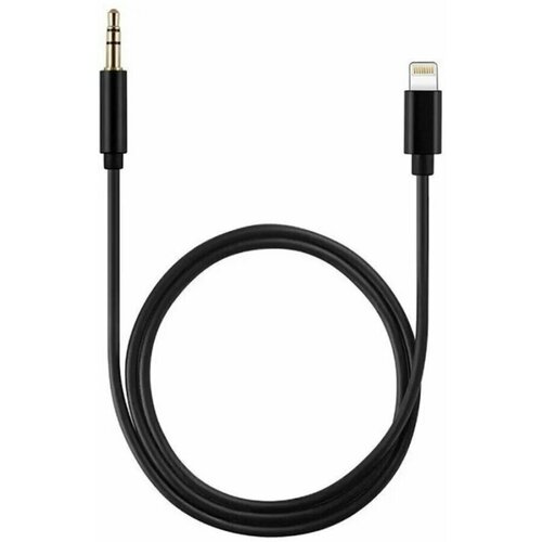 Переходник кабель провод в машину 1 метр / Кабель iPhone Lightning на AUX 3.5mm jack / Переходник айфон aux / Lightning 3.5 Черный