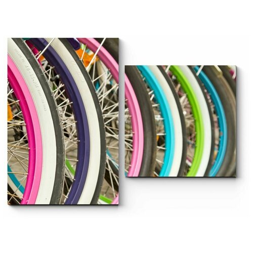 Модульная картина Яркие колеса велосипедов50x38