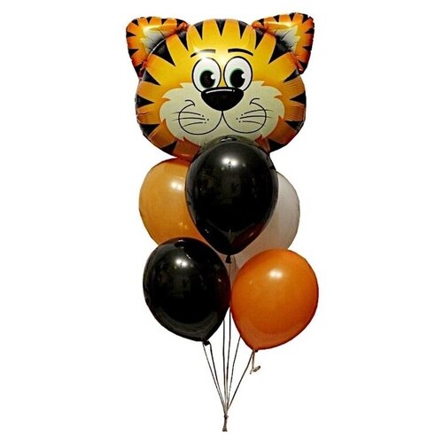 Набор из 5 латексных шаров с фигурным шаром "Тигр"