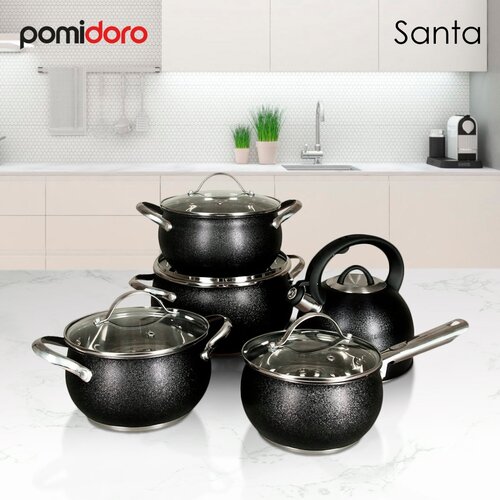 Набор посуды Pomi d'Oro Santa P-640547 9 пр. черный