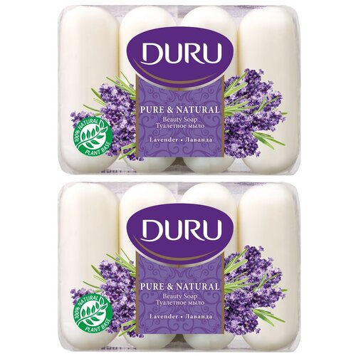 Крем мыло Duru Pure&Natural с ароматом лаванды 85 г х 4 шт., 2 упаковки