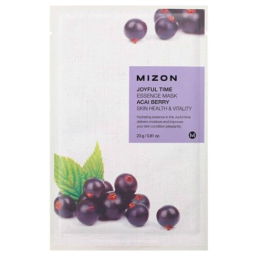 Mizon Joyful Time Essence Mask Acai Berry тканевая маска с экстрактом ягод асаи, 23 г, 23 мл
