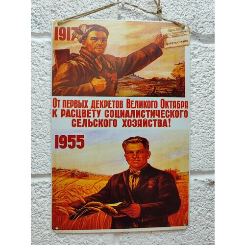 К расцвету социалистического сельского хозяйства советский постер 20 на 30 см, шнур-подвес в подарок