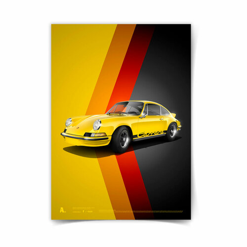 Плакат Porsche Carrera RS 2.7 Yellow 50х70 см / постер на стену