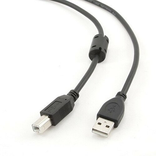 Filum Кабель USB 2.0 Pro, 1 м, ферритовое кольцо, черный, разъемы: USB A male-USB B male, пакет. (FL-CPro-U2-AM-BM-F1-1M) (894161)
