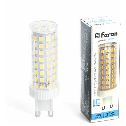 Лампа светодиодная Feron 38214, G9, JCD9, 15 Вт, 6400 К