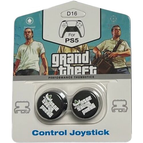 Накладки на стики для геймпада DualSense/DualShock 4 DH GTA 5\D16 (2 шт) Черно/Белый (Black/White) (PS5/PS4)