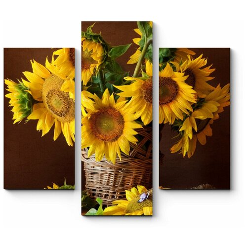 Модульная картина Солнечные цветы 70x63