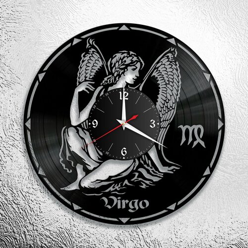 Настенные часы из виниловой пластинки с изображением знака зодиака Дева