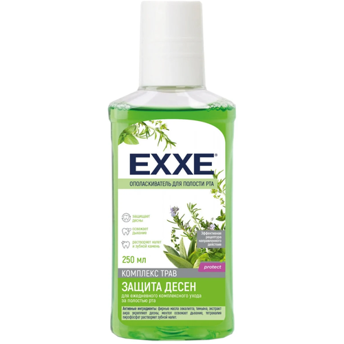 Эксе Защита десен / EXXE Gum Protection - Ополаскиватель для полости рта комплекс трав 250 мл