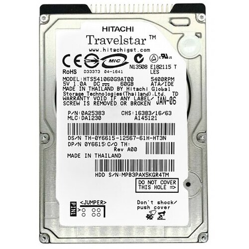 Жесткий диск Hitachi 13G1583 60Gb 5400 IDE 2,5" HDD
