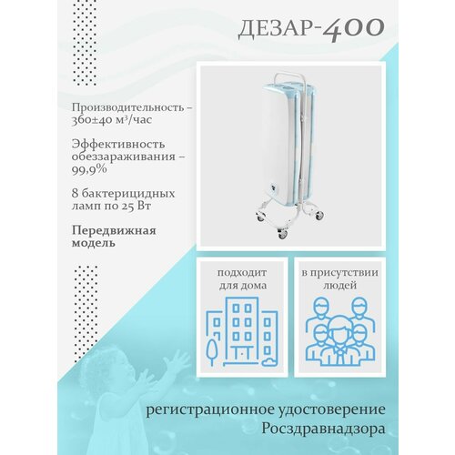 Облучатель-рециркулятор воздуха бактерицидный ультрафиолетовый ДЕЗАР-400