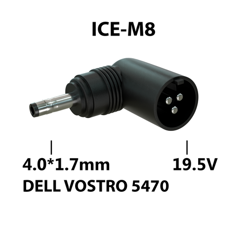 Коннектор адаптер переходник питания для ноутбука DELL ICEPAD ICE-M8 гнездо 3pin 19,5V - штекер 4,0*1,7 мм, угловой