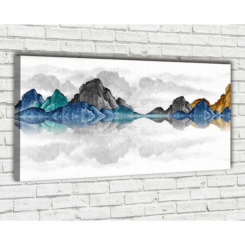 Картина на стену для интерьера на натуральном холсте "Разноцветные горы / Природа" 60*100см. Крепления в подарок / Большой размер Ф0224