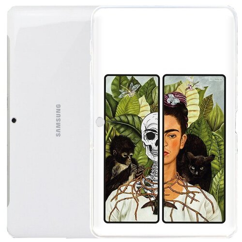 Чехол задняя-панель-накладка-бампер MyPads сдвоенная картинка девушка скелет для Samsung Galaxy Tab 2 10.1 P5100/P5110 противоударный