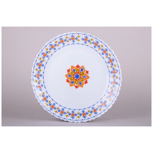Набор тарелок "TURKISH TILE" плоских круглых, белых, стеклокерамических, 6 штук