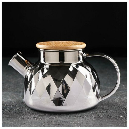 Чайник заварочный с металлическим ситом "Круиз", 800 мл, цвет серый