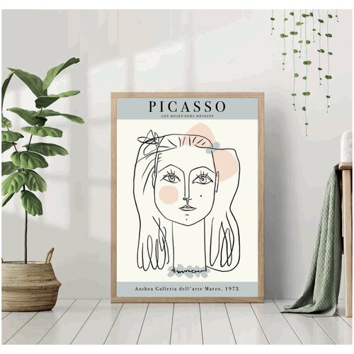 Постер без рамки "Пабло Пикассо Портрет девушки" 30 на 40 в тубусе / Картина для интерьера / Плакат / Постер на стену / Интерьерные картины