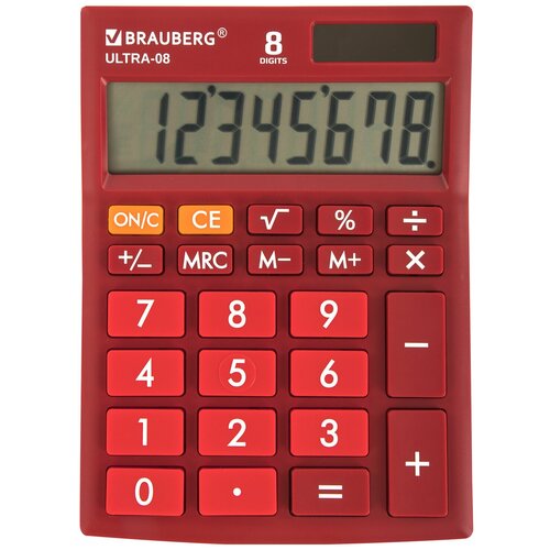 Настольный компактный калькулятор BRAUBERG ULTRA-08-WR
