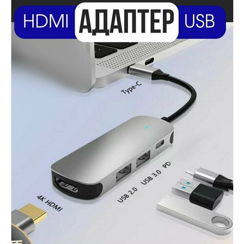 Адаптер usb type c / Good Ideas / универсальный HUB переходник HDMI 4K